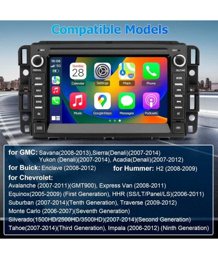 Kobanoica Car Radio for Chevrolet Buick GMC Sierra Yukon Chevy ...